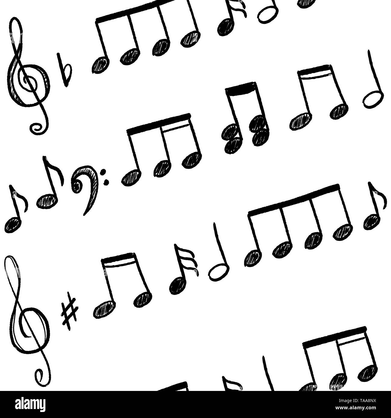 Music notes seamless vector background. Musical notation doodle texture ...
