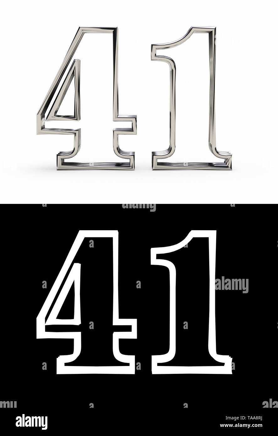 Silver number forty-one years (number 41 years) with shadow, front view ...