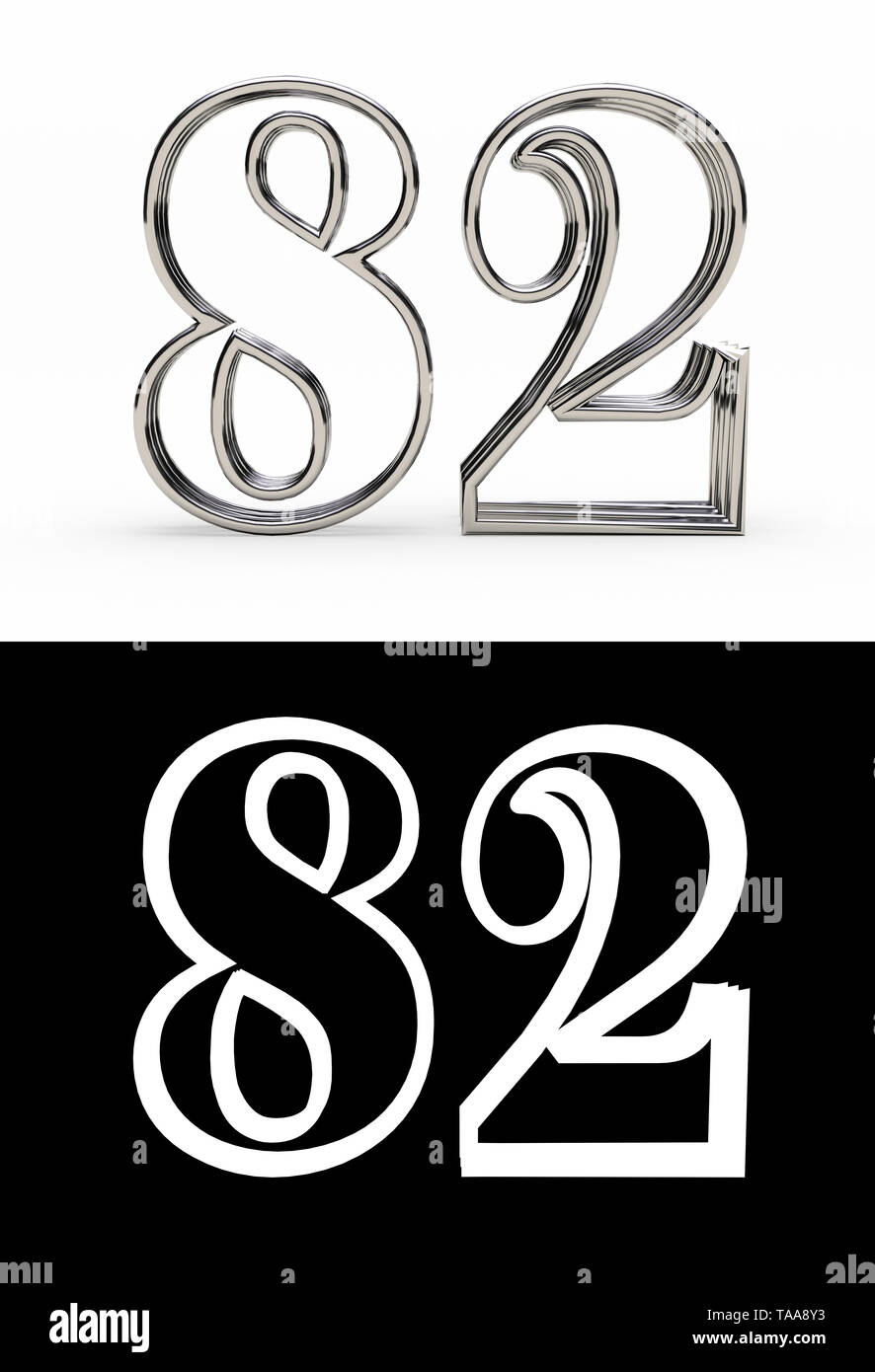 Silver number eighty-two years (number 82 years) with shadow, front ...