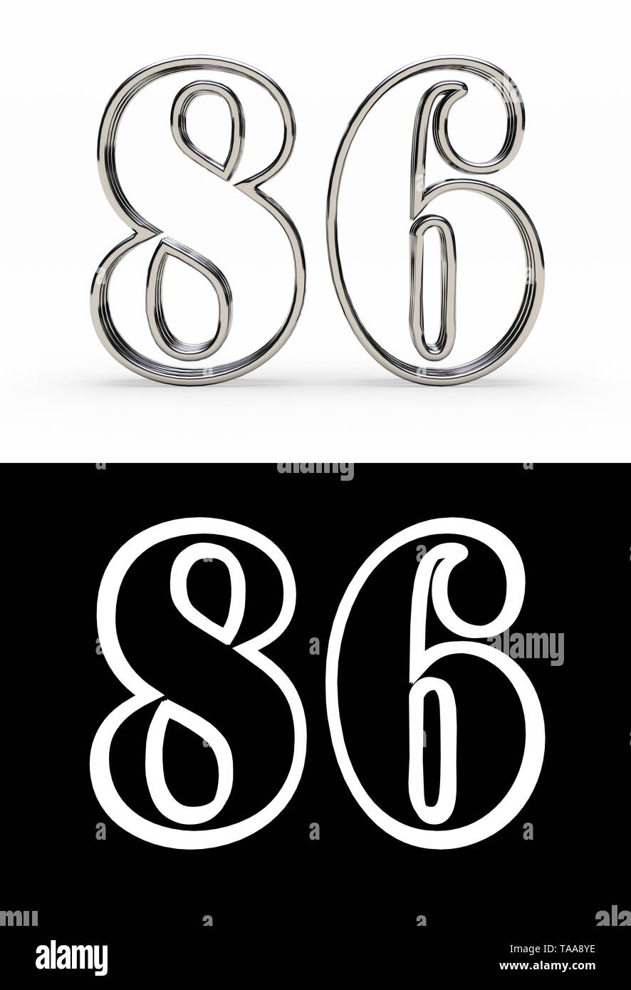 Silver number eighty-six years (number 86 years) with shadow, front ...