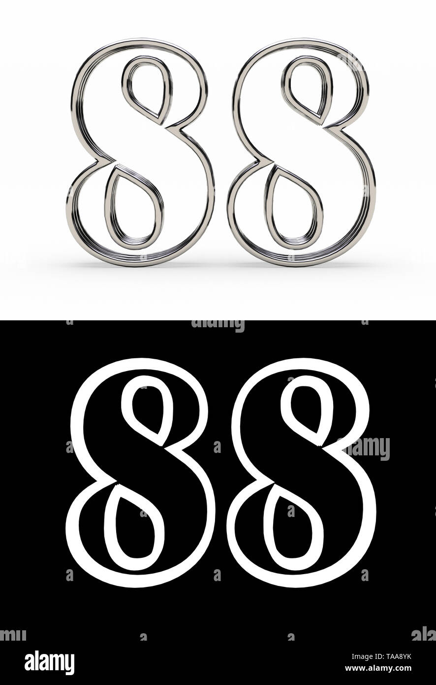 Silver number eighty-eight years (number 88 years) with shadow, front ...