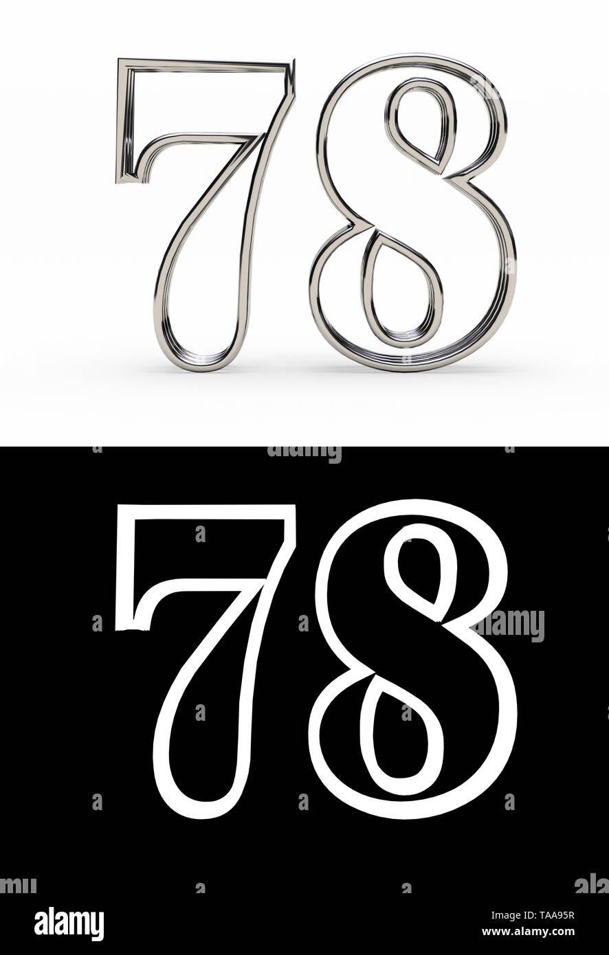 Silver number seventy-eight years (number 78 years) with shadow, front ...