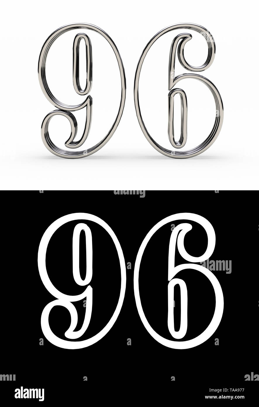 Silver number ninety-six years (number 96 years) with shadow, front ...
