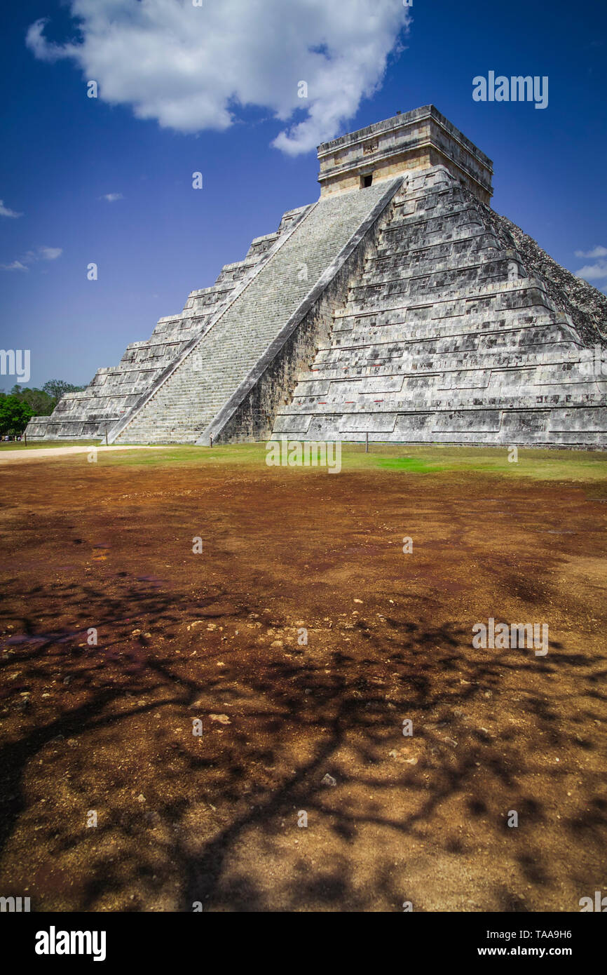 A vertical view of Chichen Itza, archeological site of a large pre ...