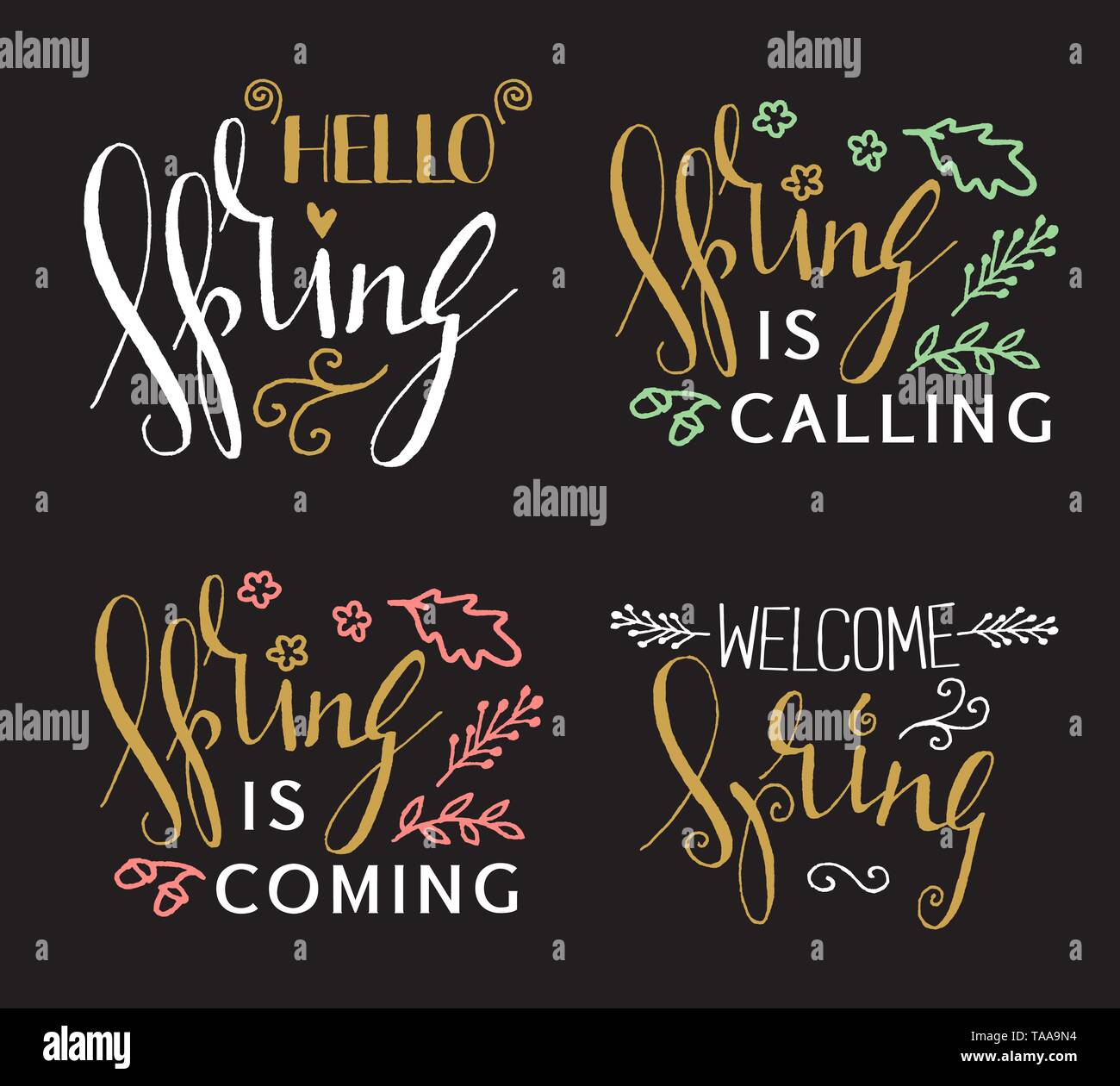 Handwritten calligraphic Spring lettering set Stock Vector Image & Art ...