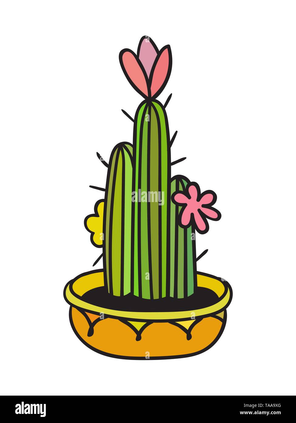 Cactus with black contour. Vector illustration Stock Vector Image & Art ...