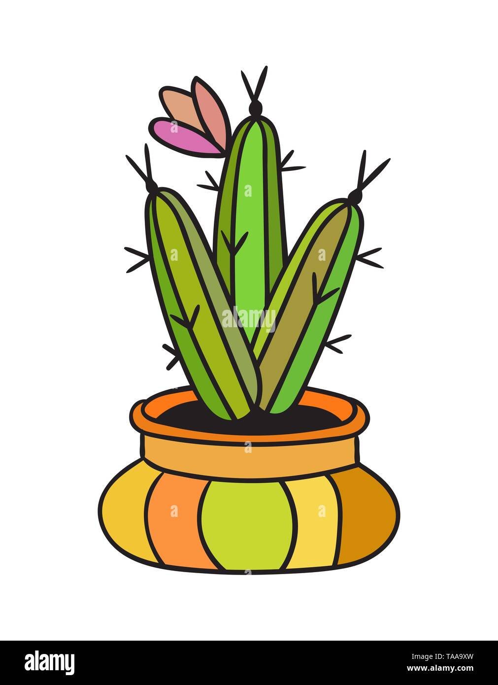 Cactus with black contour. Vector illustration Stock Vector Image & Art ...