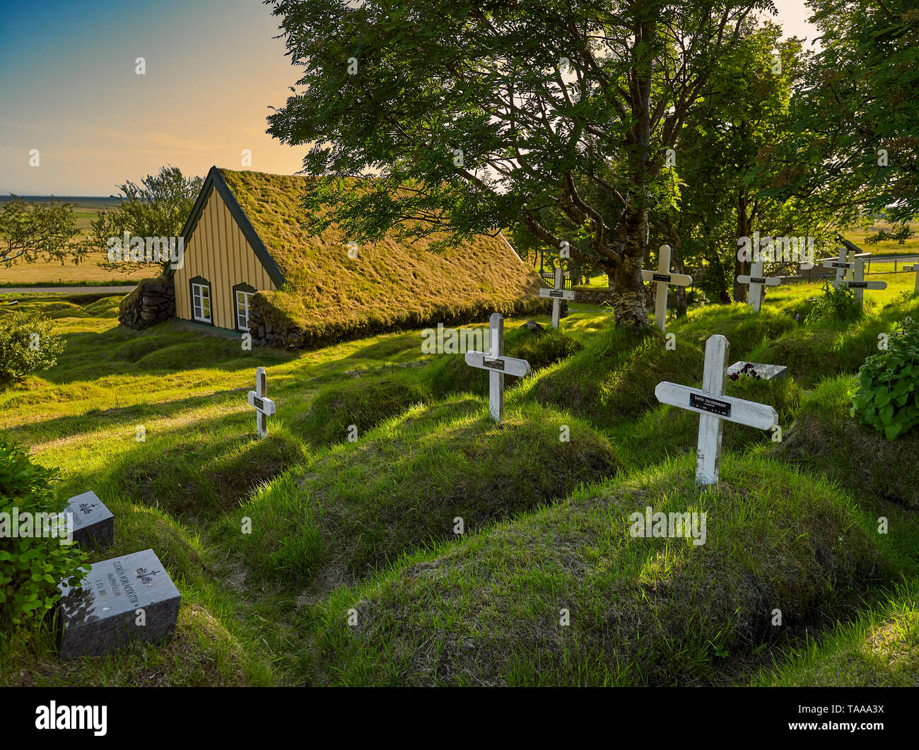 Hofskirkja and graveyard, Eastern Iceland Stock Photo - Alamy