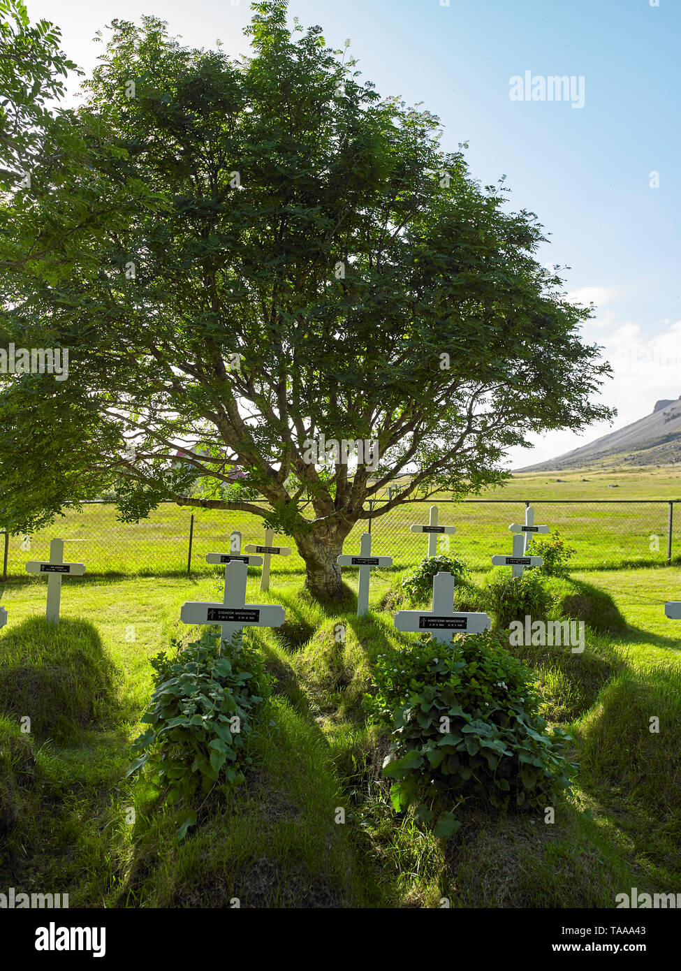 Hofskirkja and graveyard, Eastern Iceland Stock Photo - Alamy