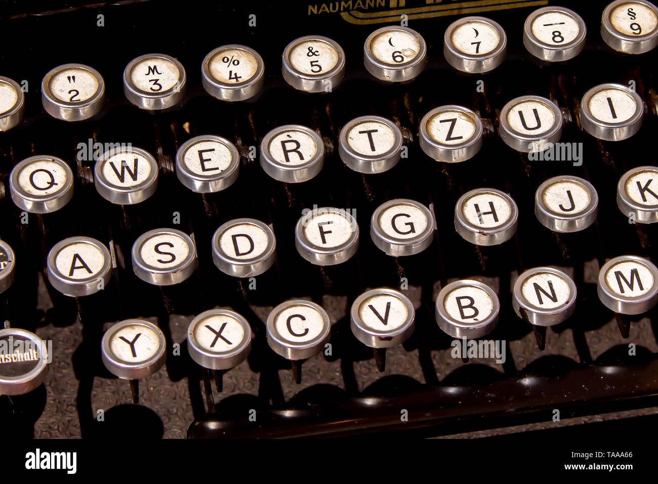 Bucharest, Romania - May 12, 2019: A typewriting machine with qwertz ...