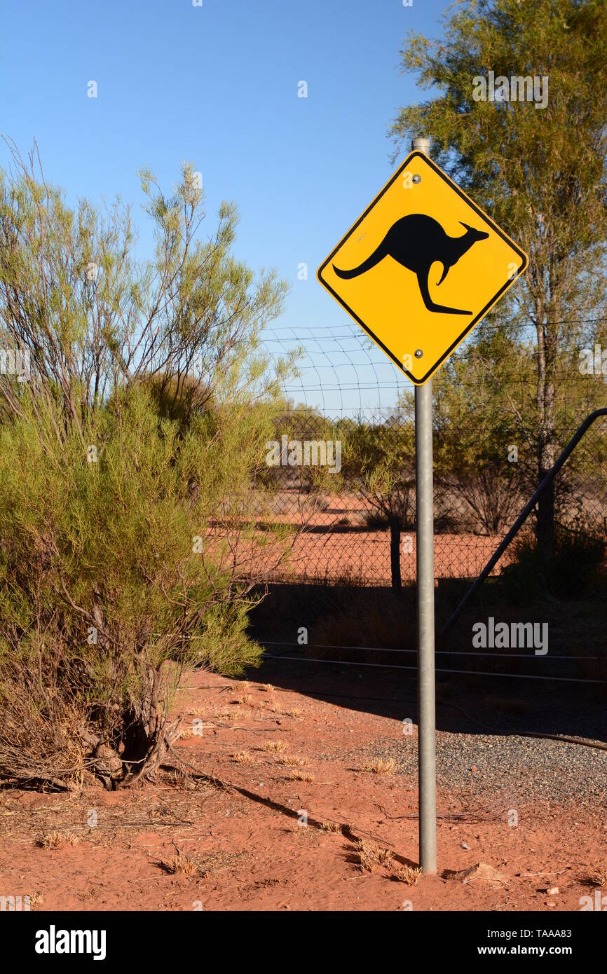 Kangaroo road sign. Red Centre. Northern Territory. Australia Stock ...