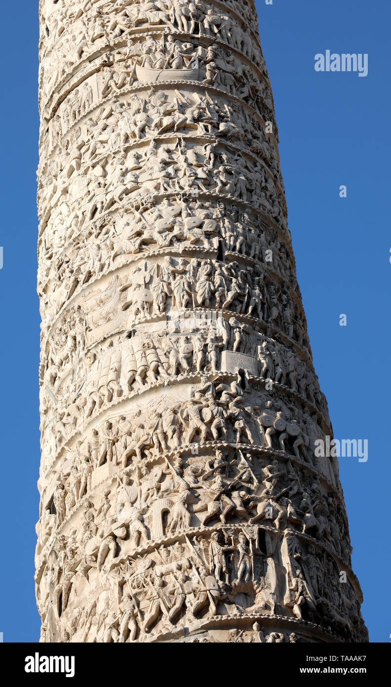 detail of the bas-relief scenes of the Traja 's Column in Rome Stock ...