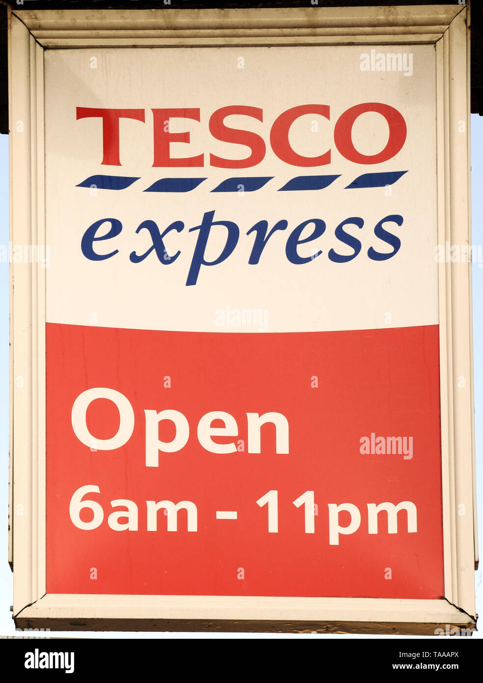 Tesco Express, sign, store, Heacham, Norfolk, UK, mini supermarket ...