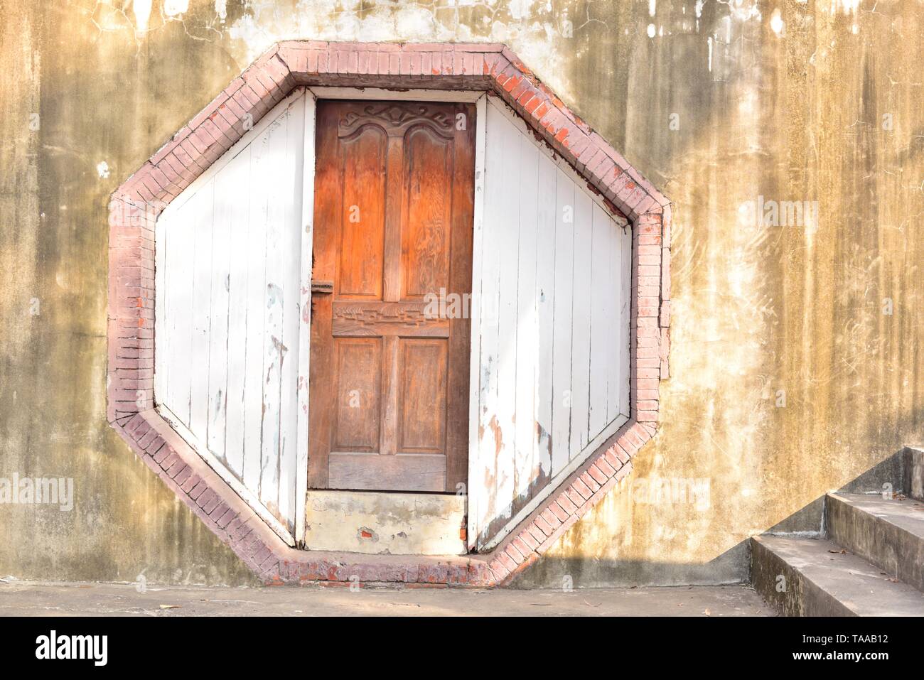 Vintage Door with Octagonal-Shaped Arch in Taiwan Stock Photo - Alamy