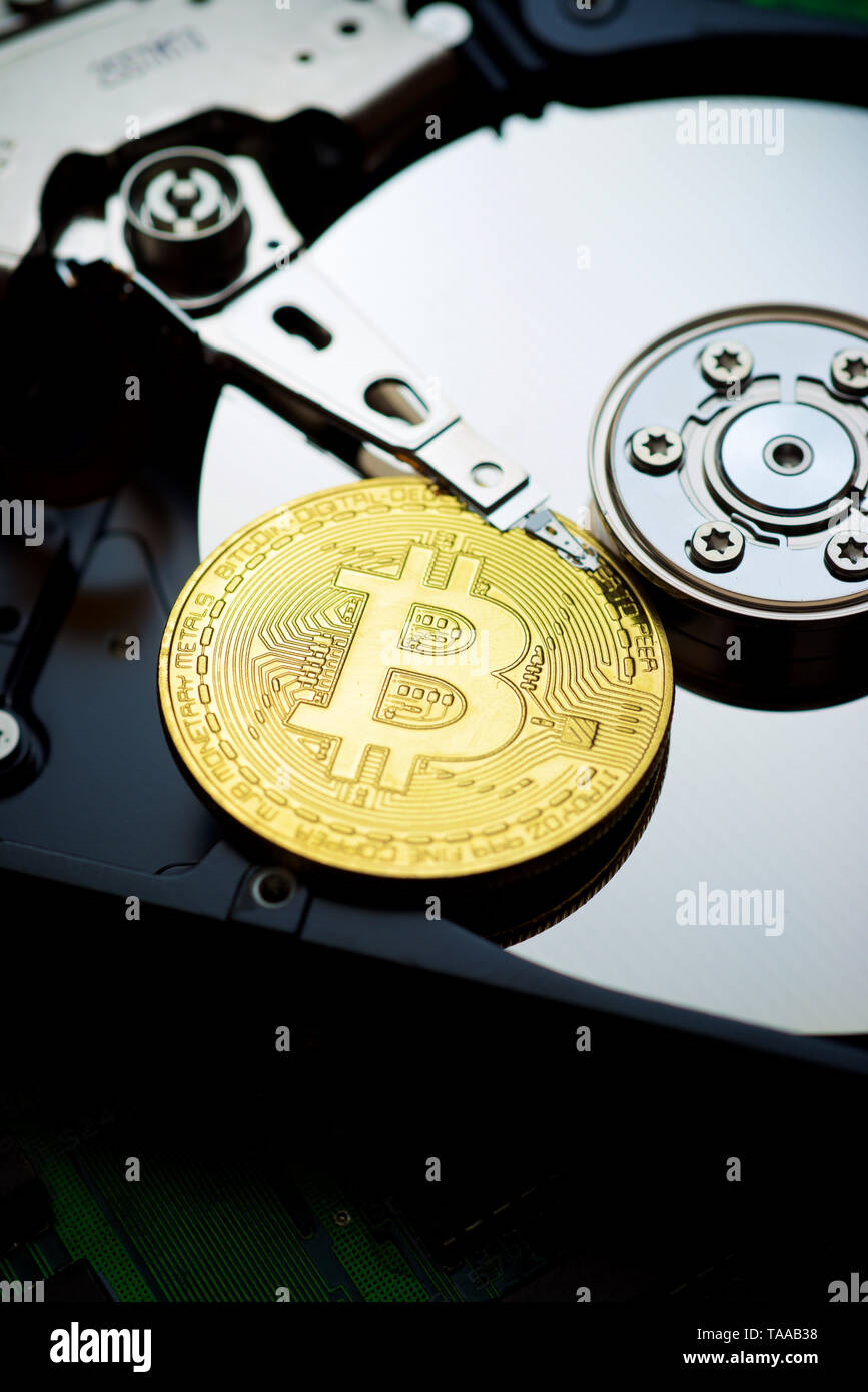 Bitcoin on a hard drive Stock Photo - Alamy