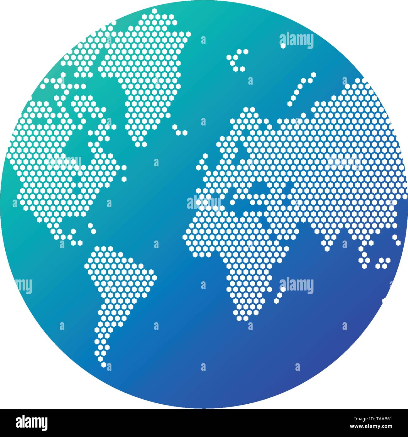 Simple Globe shape, World map created from dots on white . Global ...