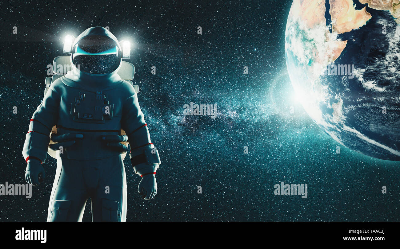 Astronaut, explore the space, 3d rendering Stock Photo - Alamy