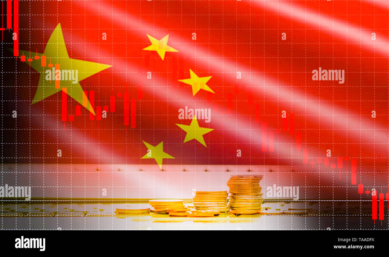 China flag candlestick graph background Stock market exchange analysis ...