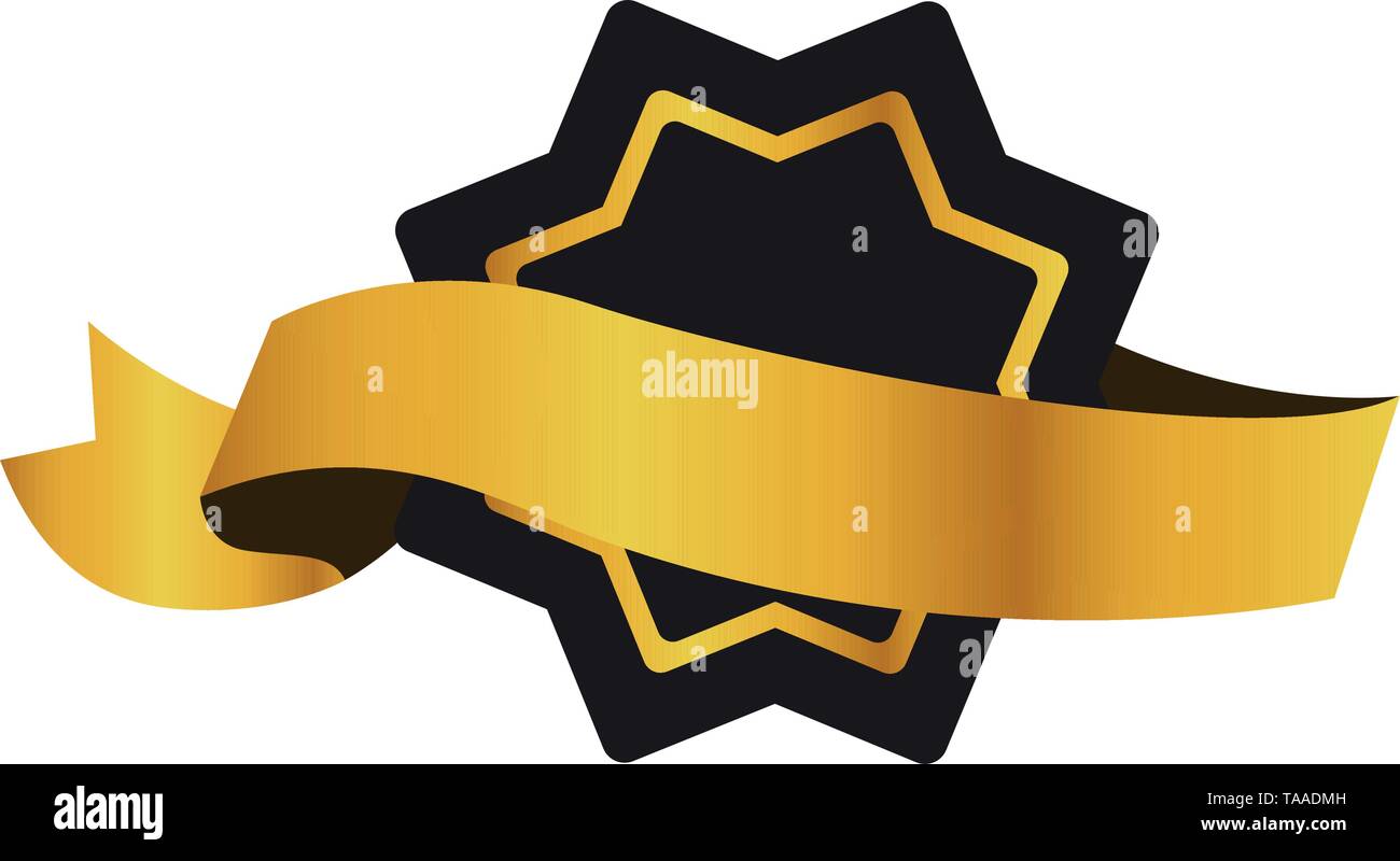 Empty golden luxury star label with a ribbon Stock Vector Image & Art ...