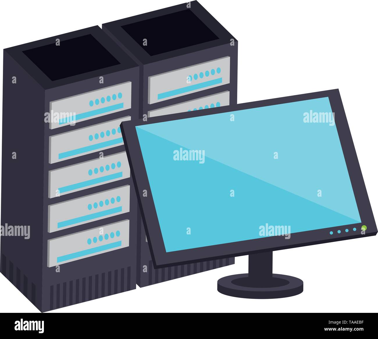 Computer monitor and servers database Stock Vector Image & Art - Alamy