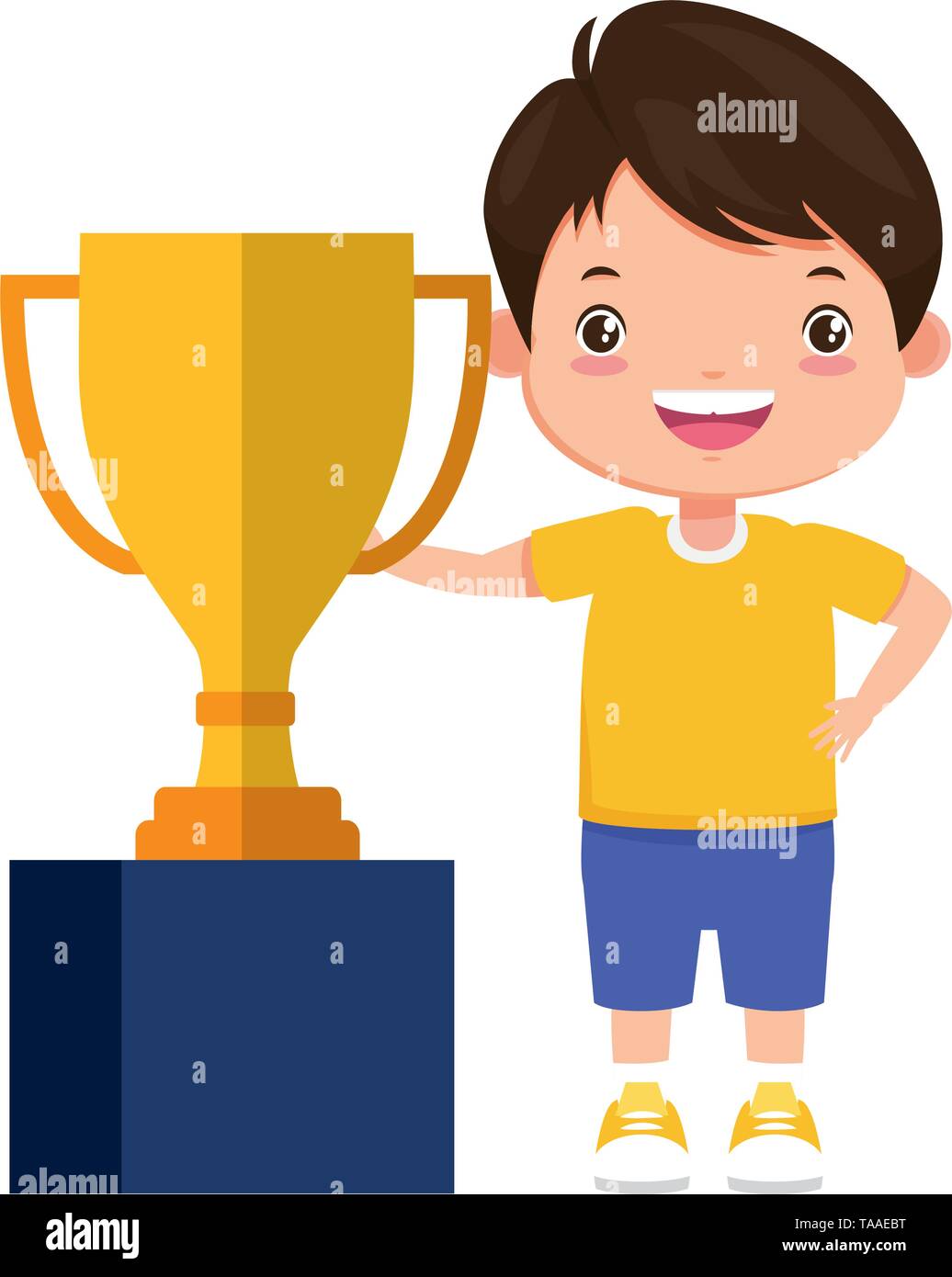 happy boy with trophy Stock Vector Image & Art - Alamy
