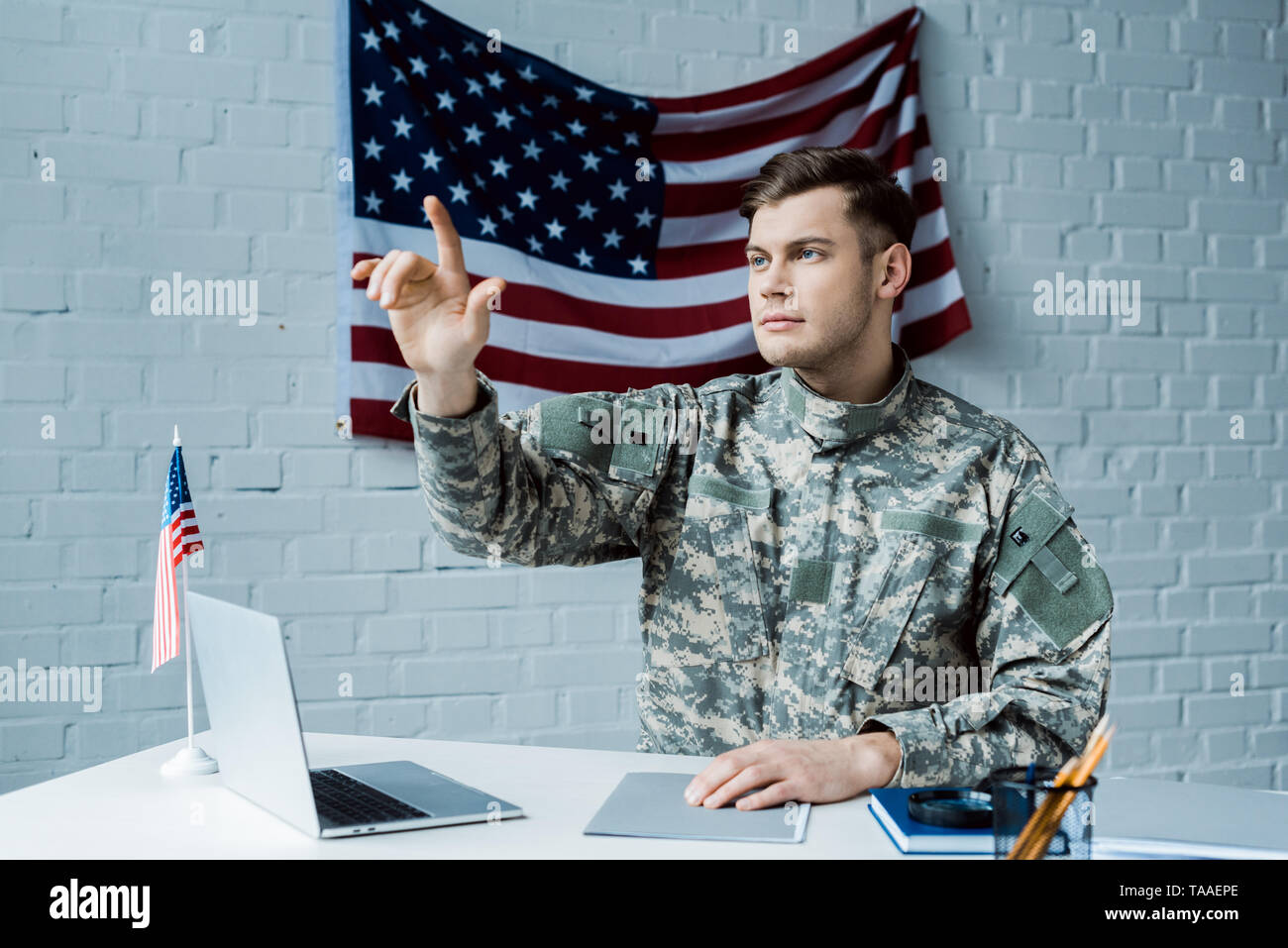 Man sitting desk magnifying hi-res stock photography and images - Alamy