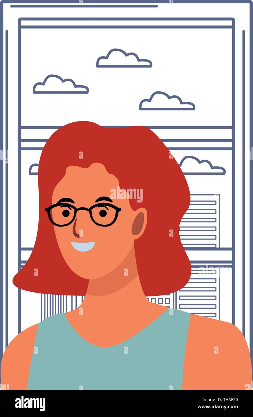 woman avatar cartoon character vector illustration Stock Vector Image ...