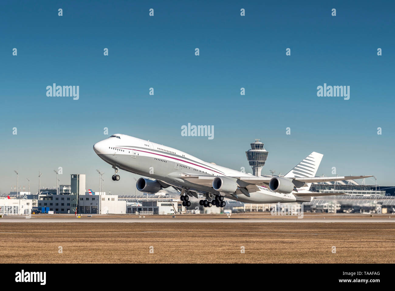 Munich, Germany - 17. February 2019 : Qatar Amiri Flight Boeing 747-8 ...