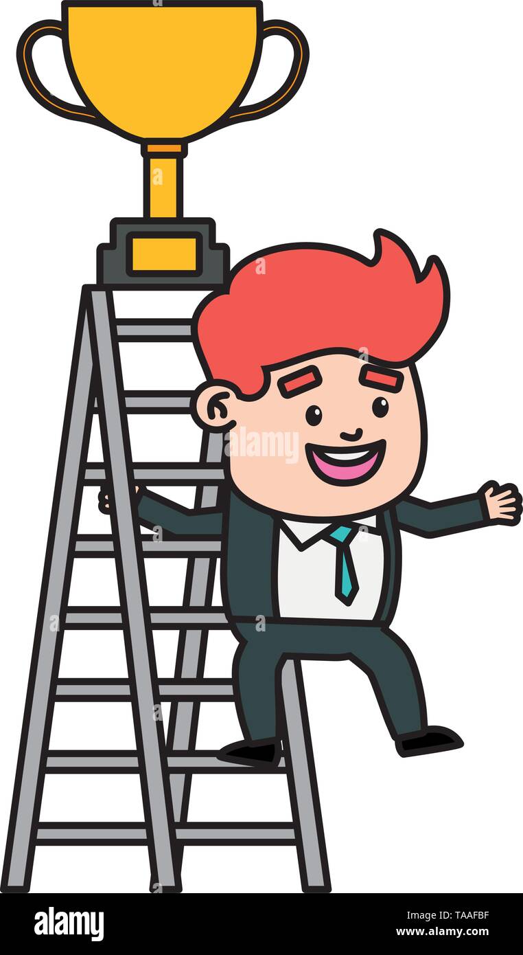 businessman climb ladder trophy Stock Vector Image & Art - Alamy