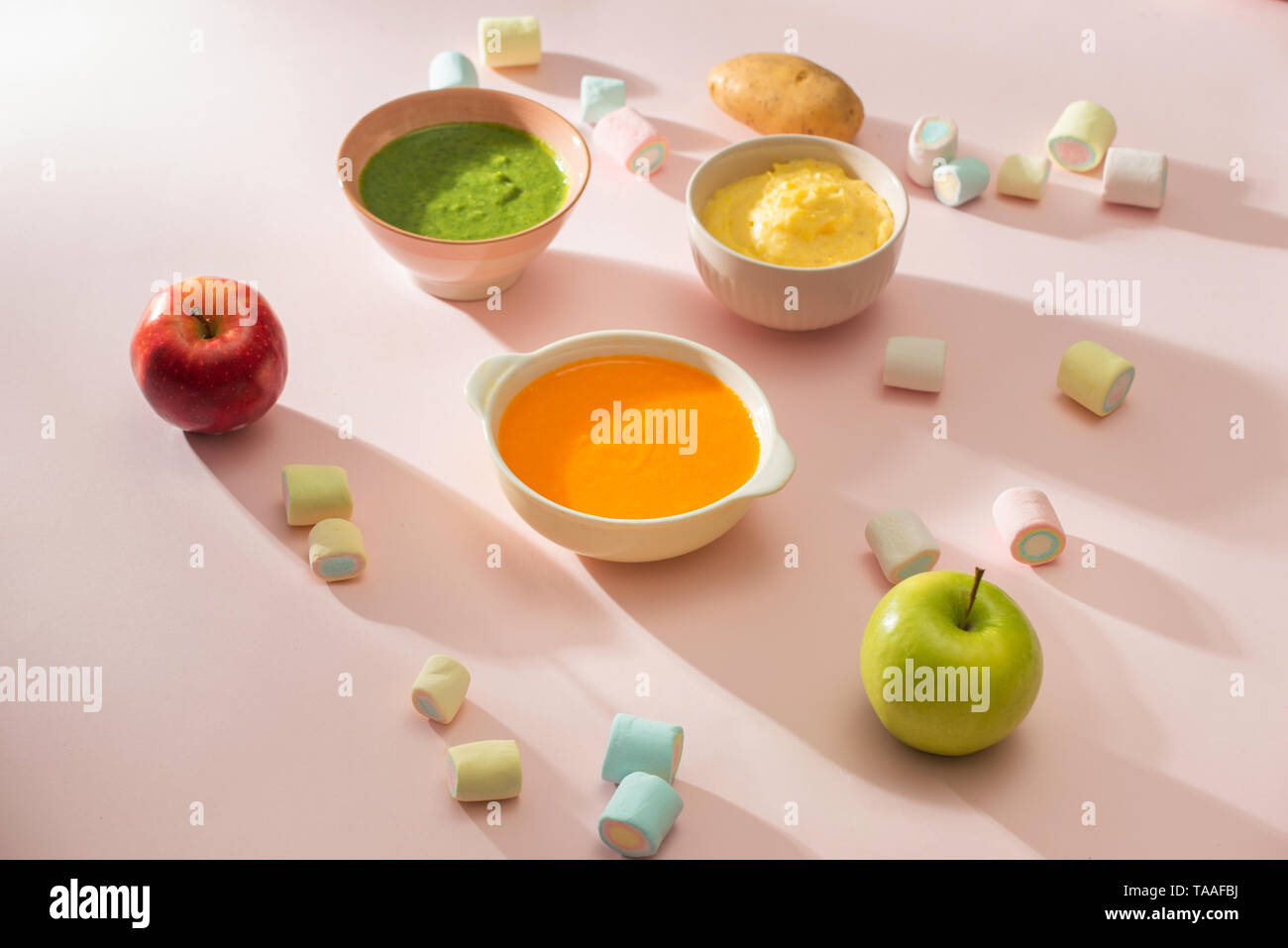 Homemade vegetable baby food purees in glass jars Stock Photo - Alamy