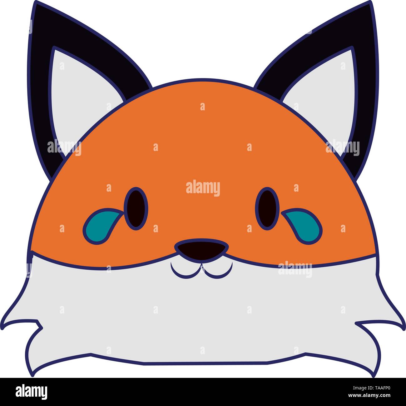 Cute fox animal cartoon blue lines Stock Vector Image & Art - Alamy