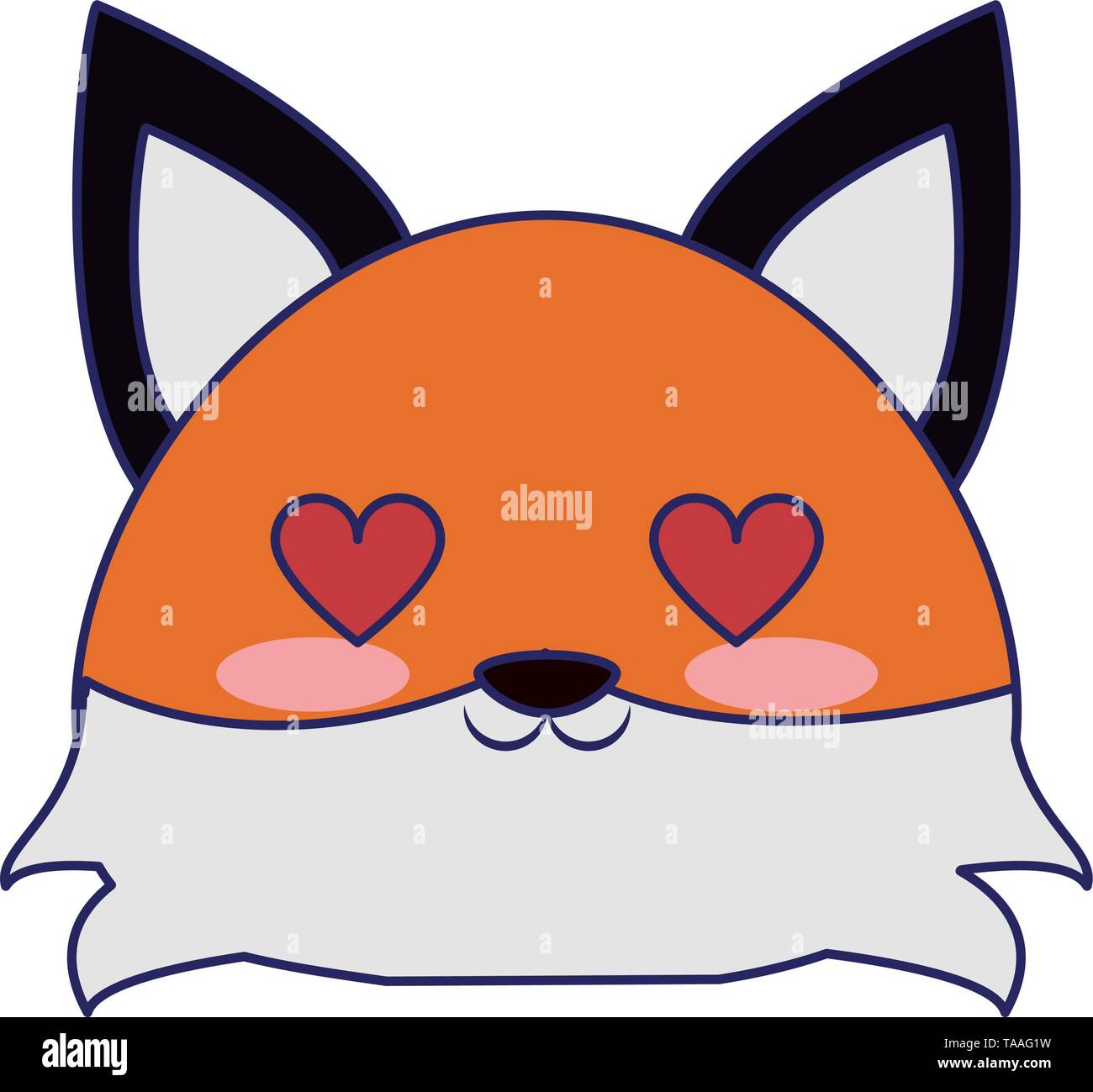 Cute fox animal cartoon blue lines Stock Vector Image & Art - Alamy