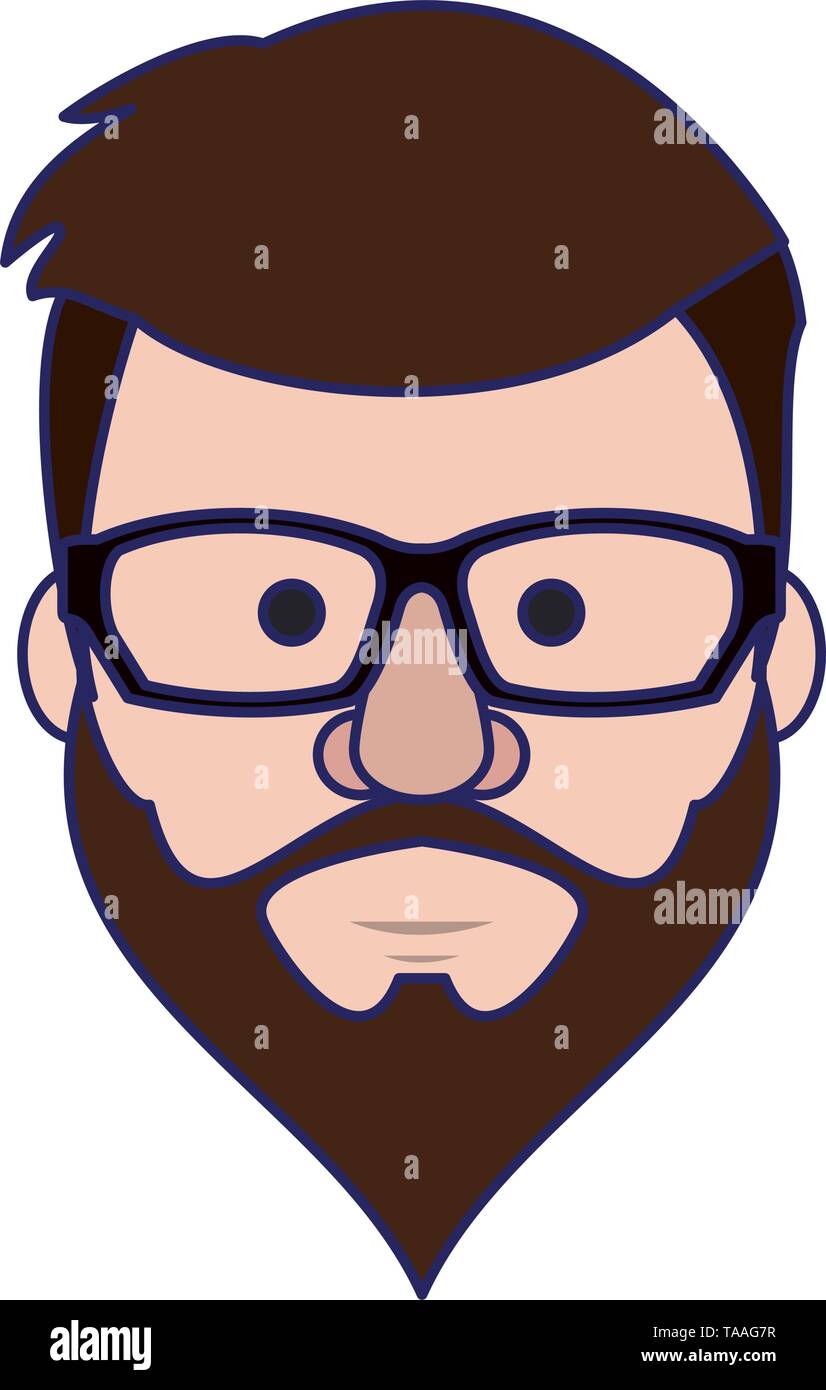 Hipster guy face cartoon blue lines Stock Vector Image & Art - Alamy