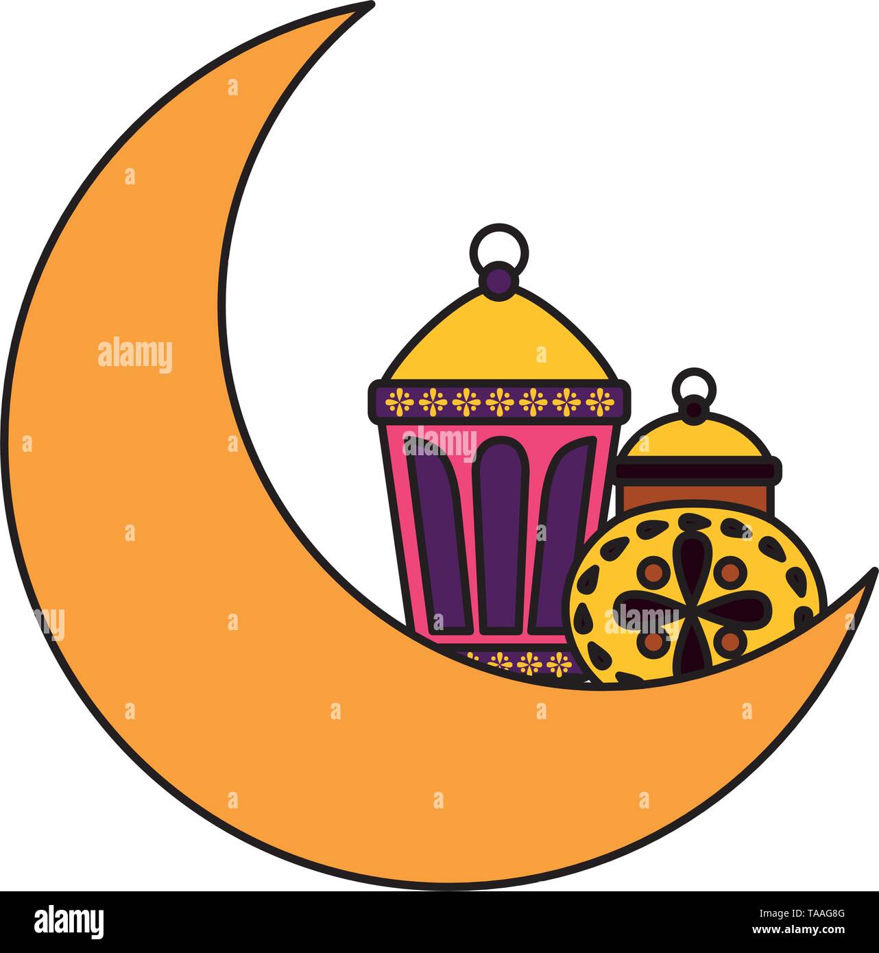 lanterns and moon Stock Vector Image & Art - Alamy