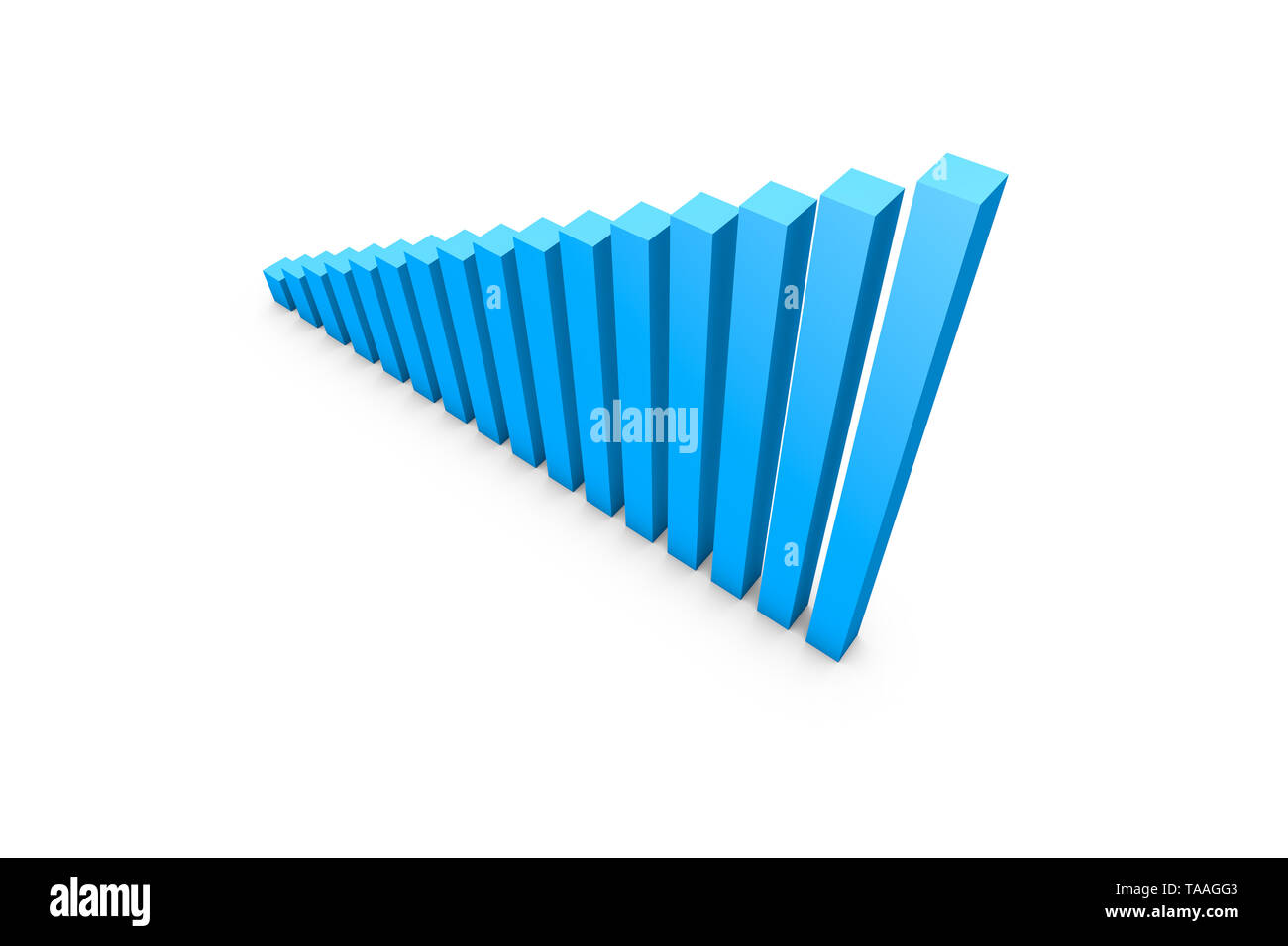 3d rendering, front view of blue colored business statistic growth ...