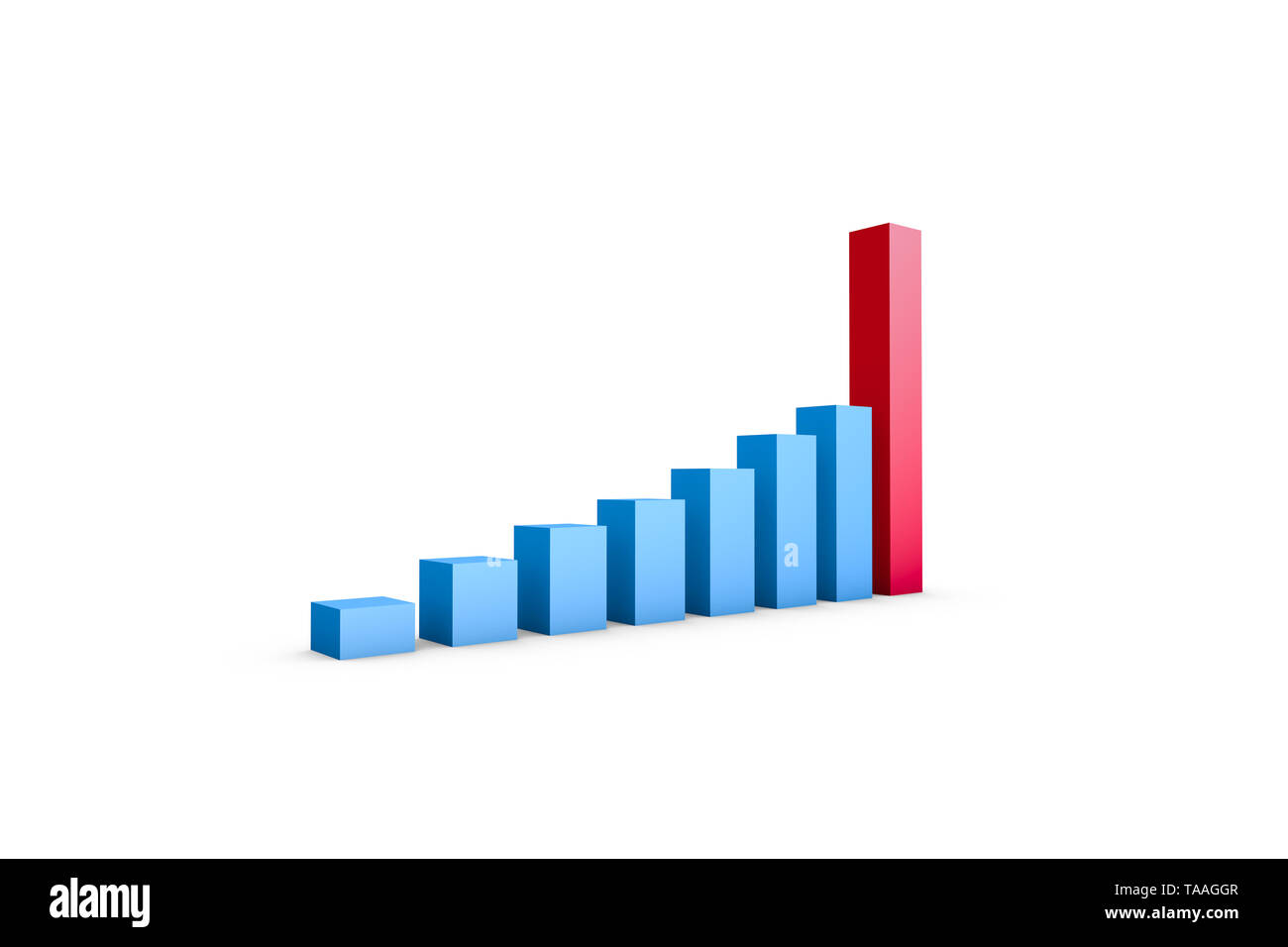 3d rendering, front view of business statistic growth graph chart ...