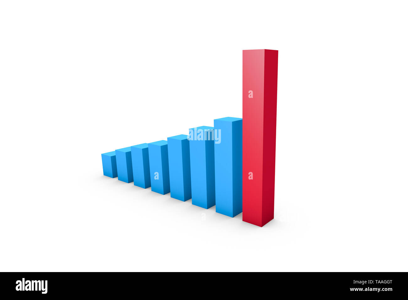 3d rendering, front view of business statistic growth graph chart ...
