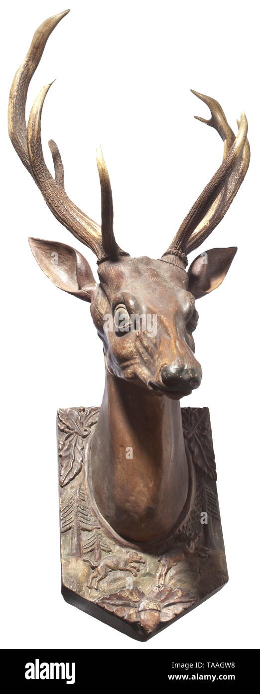 A South German Baroque stag trophy, mid-18th century Elaborately carved ...