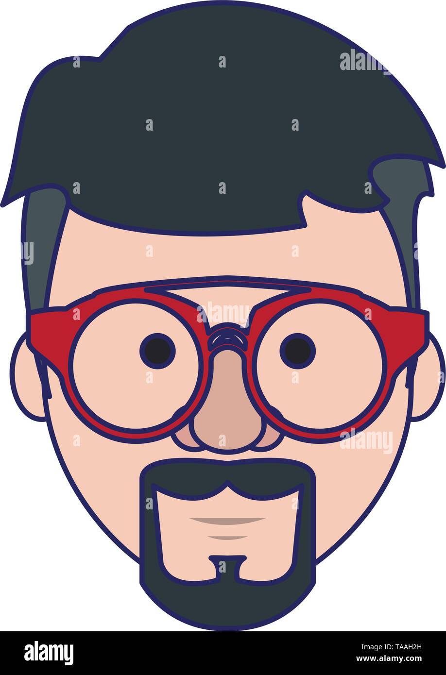 Hipster guy face cartoon blue lines Stock Vector Image & Art - Alamy