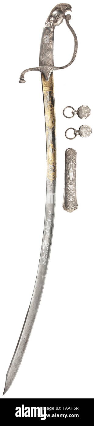 A silver-mounted deluxe sabre, Vienna, circa 1810 Slightly curved ...