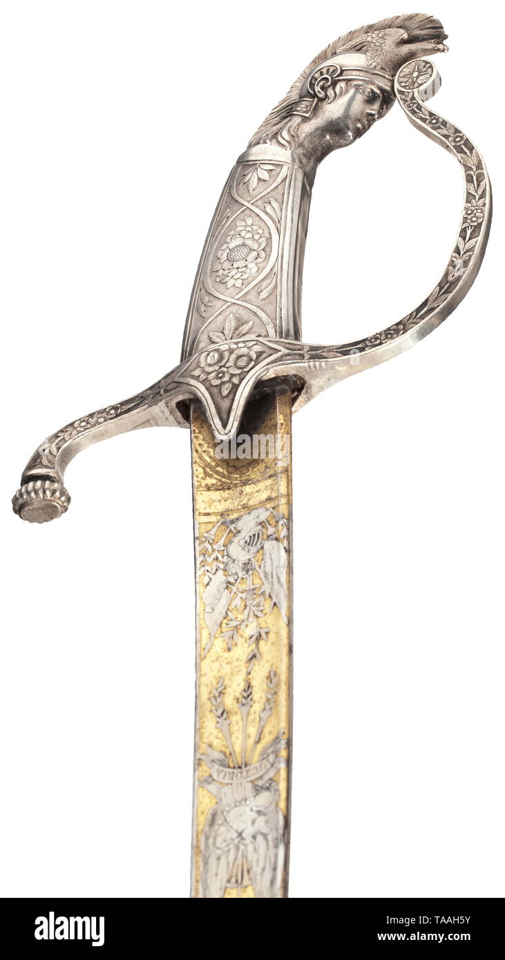 A silver-mounted deluxe sabre, Vienna, circa 1810 Slightly curved ...