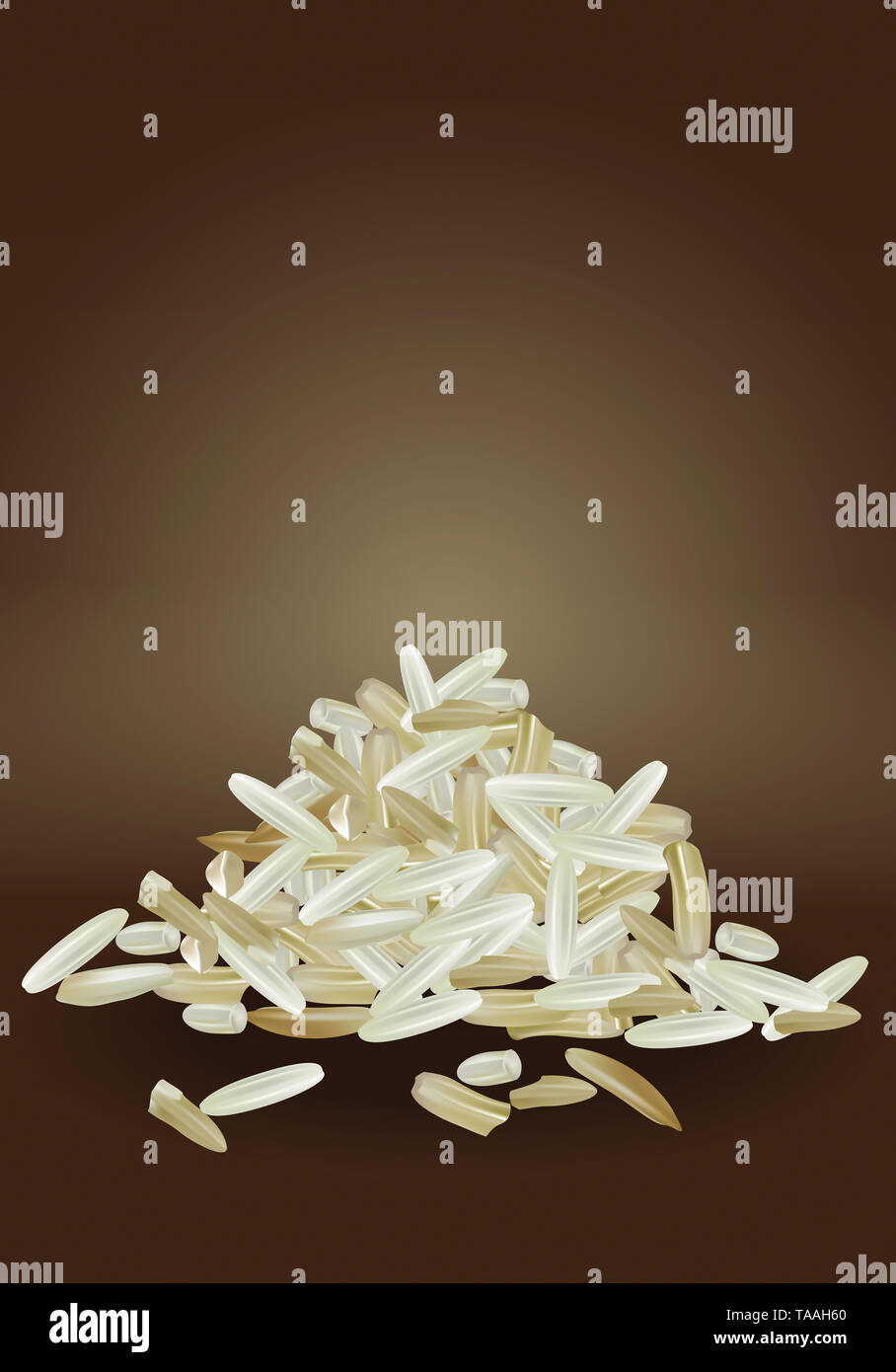 White rice, brown backdrop, can write text and can make poster Stock ...