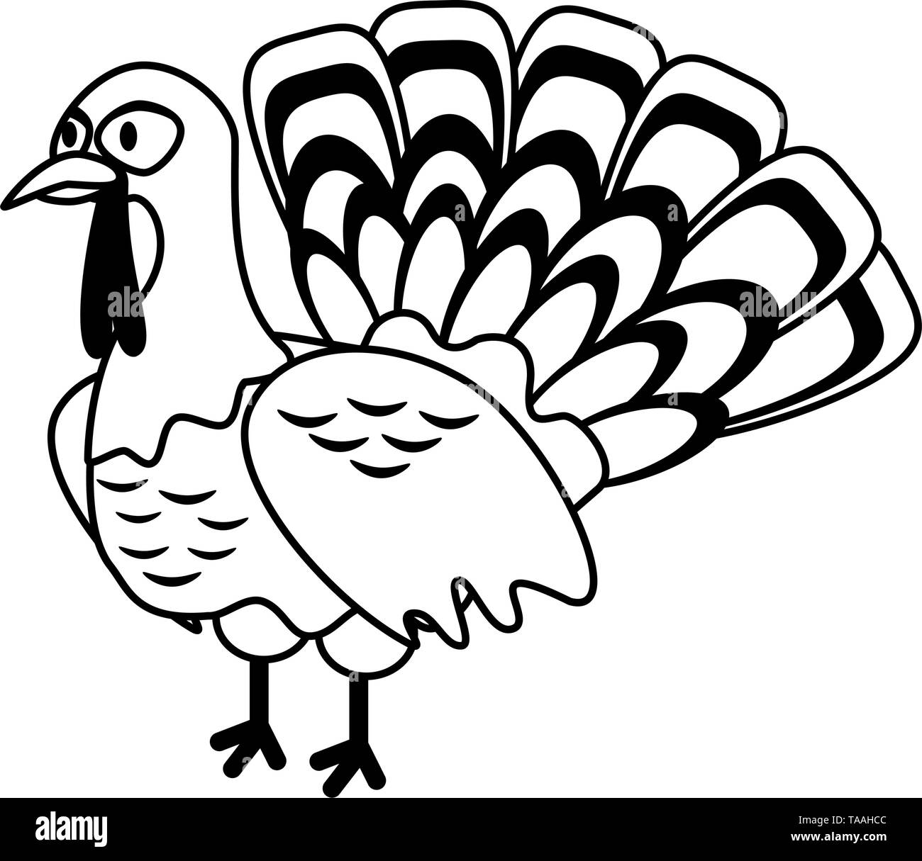 Turkey bird thanksgiving food in black and white Stock Vector Image ...