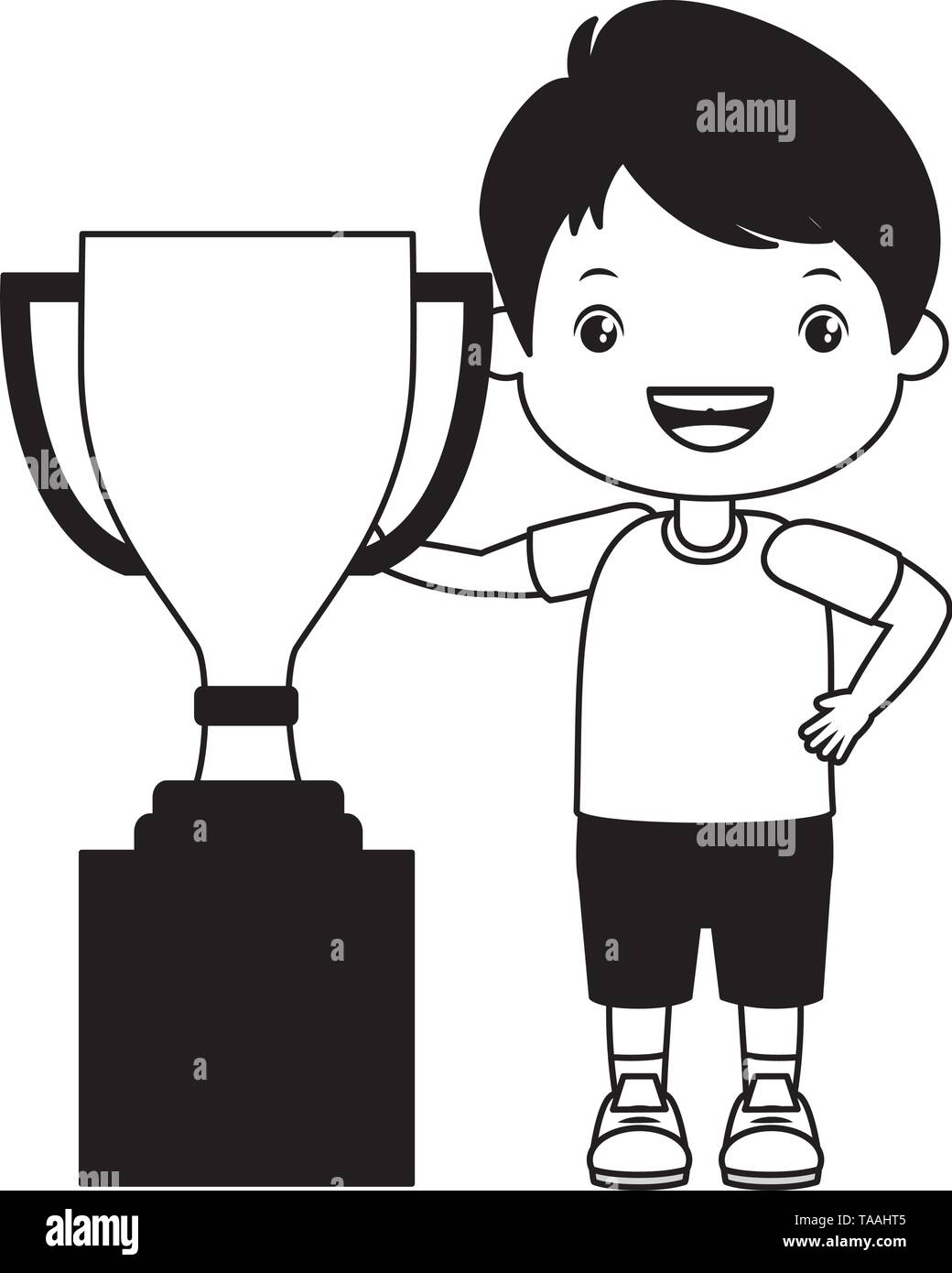 happy boy with trophy Stock Vector Image & Art - Alamy