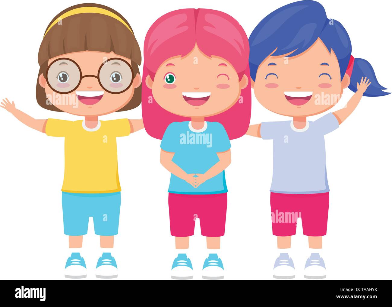 three girl embraced Stock Vector Image & Art - Alamy