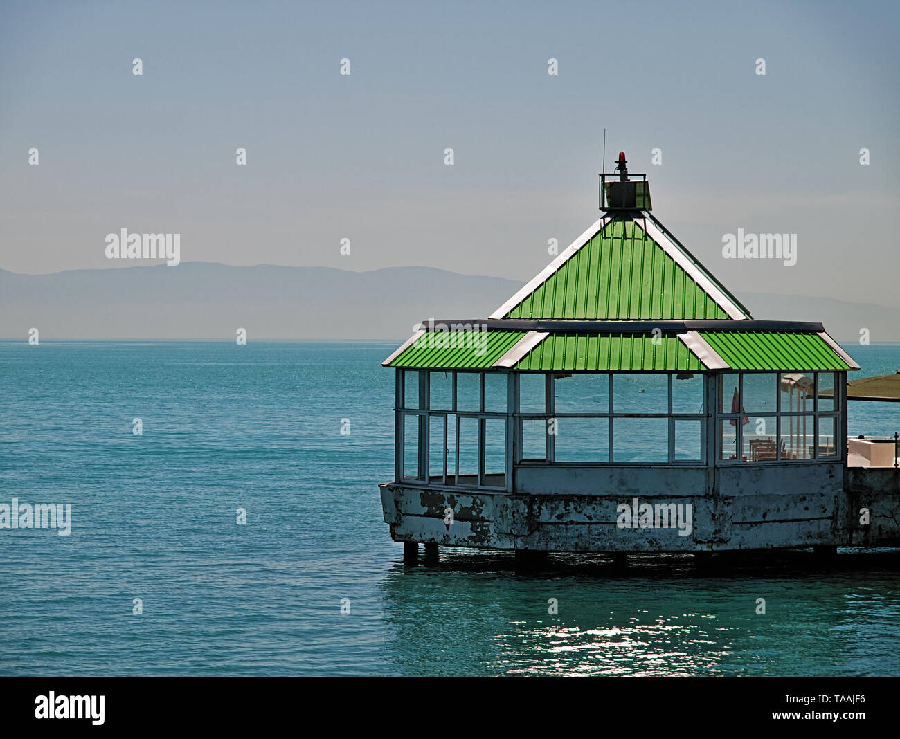 Kiosk with class windows on sea. Prince islands, Turkey Stock Photo - Alamy