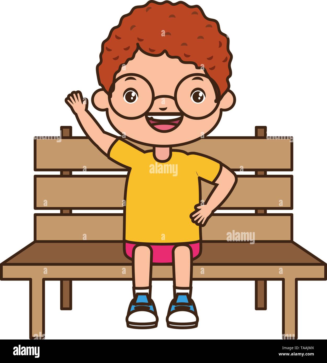 Seated on wooden bench Stock Vector Images - Alamy