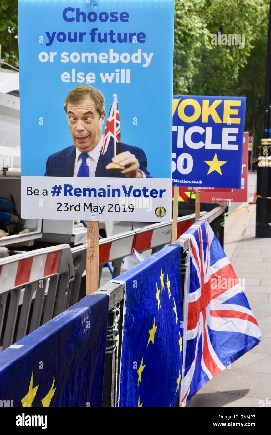 EU Election Placard featuring Nigel Farage. Houses of Parliament ...