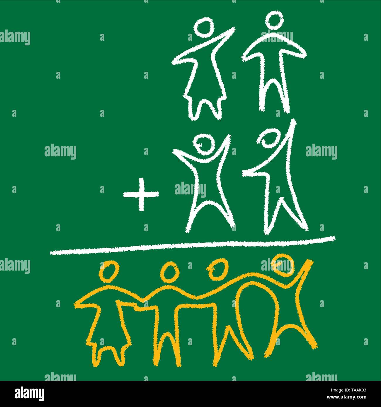 Vector illustration. Chalkboard metaphor of sinergia childs Stock ...