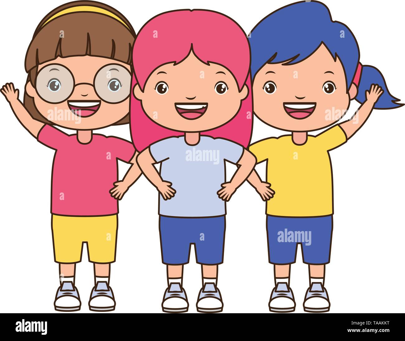 Three Girl Embraced Stock Vector Image And Art Alamy